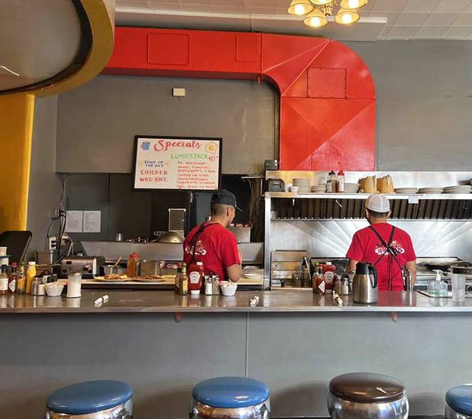 The open kitchen design lets diners witness the breakfast magic happening in real-time &ndash; no smoke, no mirrors, just skilled hands and quality ingredients.