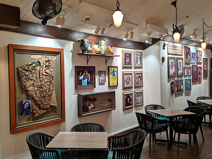 More than decoration, these walls tell Bob's story through carefully curated memorabilia, creating a space that educates while it entertains.