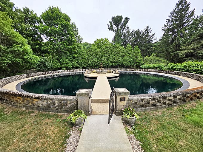 Water Garden and Fountain: Perfectly circular and mysteriously deep, this stone-rimmed reflecting pool seems designed for contemplation and wish-making.
