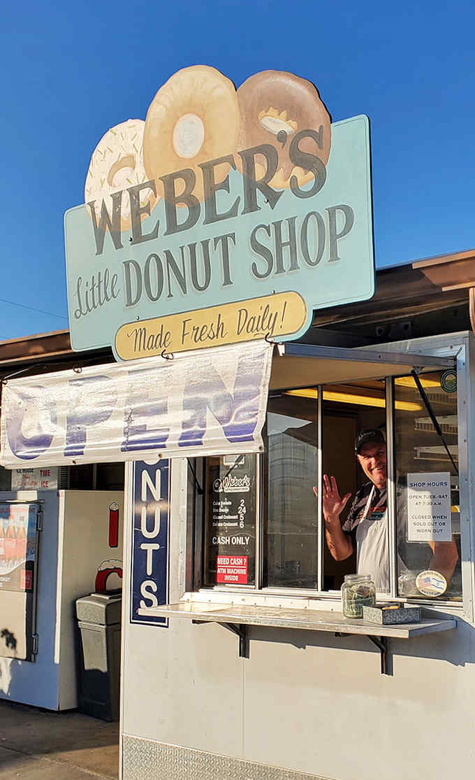 Weber's exterior might be humble, but that "OPEN" sign triggers more vacation excitement than many five-star attractions charging twenty times the price.