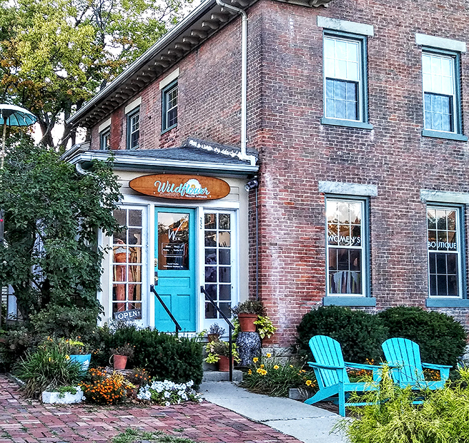 Wildflower Boutique's inviting entrance and turquoise chairs promise a shopping experience as refreshing as the carefully curated wares inside.