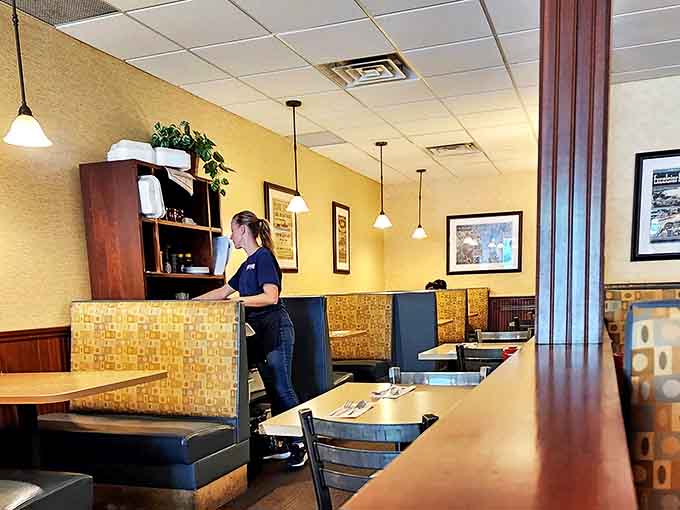 Maggie's thoughtfully designed booth seating offers the perfect balance of privacy and openness—ideal for both intimate conversations and people-watching.