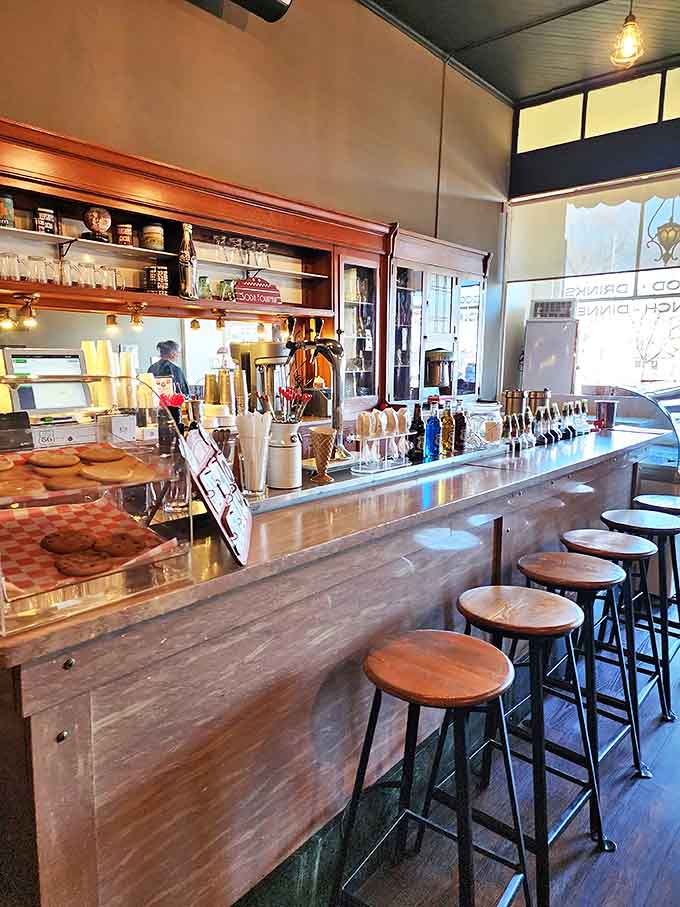 Counter seating with swiveling stools offers the quintessential diner experience &ndash; where spinning slightly while waiting for your food is part of the charm.