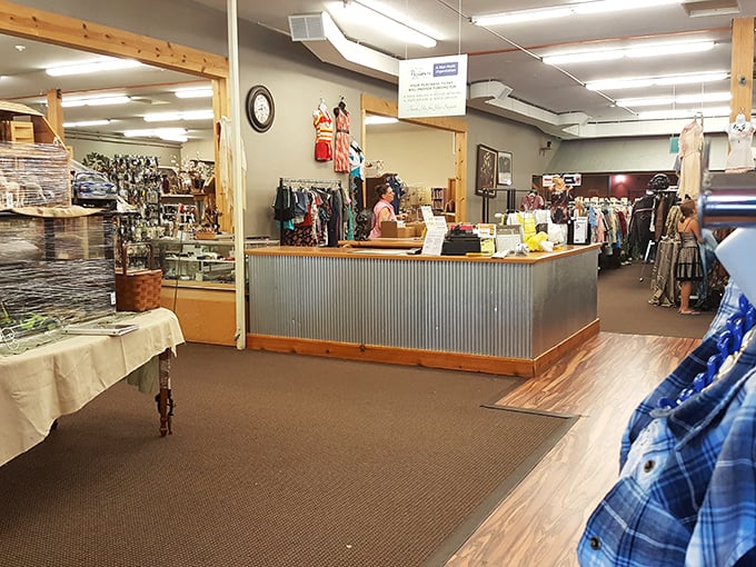 The checkout area &ndash; where friendly faces turn your treasure hunt findings into community support.