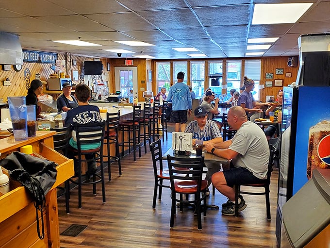The bustling heart of Hometown Hotdogs &ndash; where efficiency meets hospitality without sacrificing either.