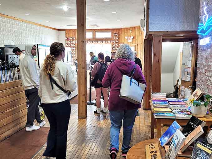 Diners: The morning queue – coffee pilgrims waiting for their daily salvation, united by the universal language of "not before caffeine."