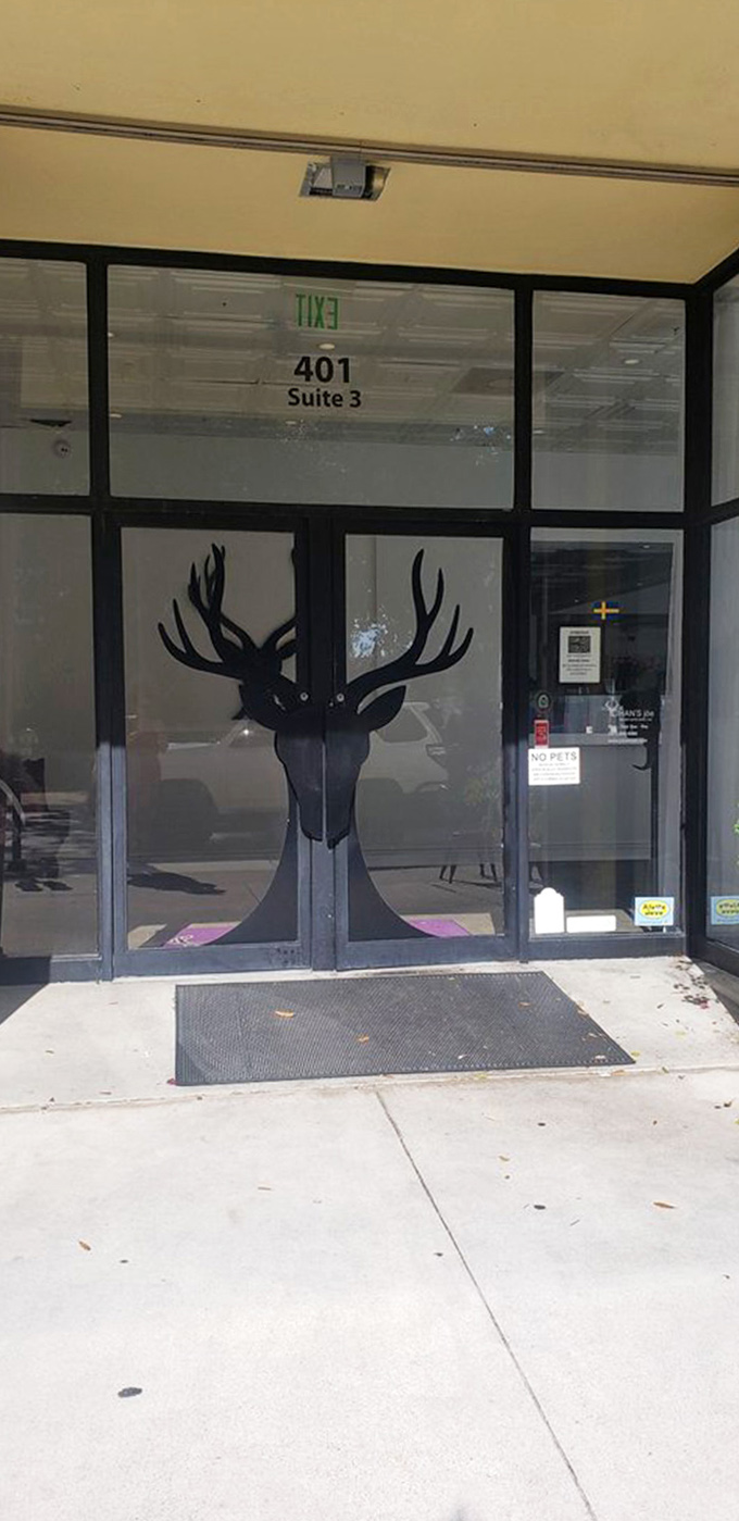 Entrance: The striking elk silhouette on the glass doors welcomes you to this Swedish oasis &ndash; like a passport stamp for your taste buds.