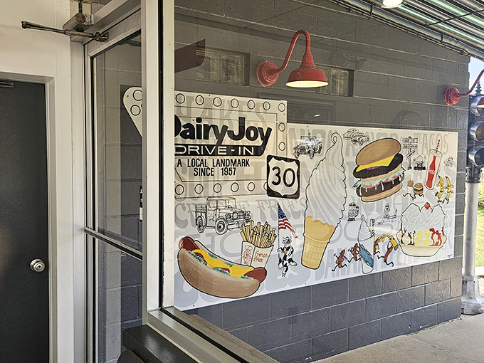 The entrance mural proudly displays all the delights awaiting inside &ndash; a hand-drawn menu that's stood the test of time.