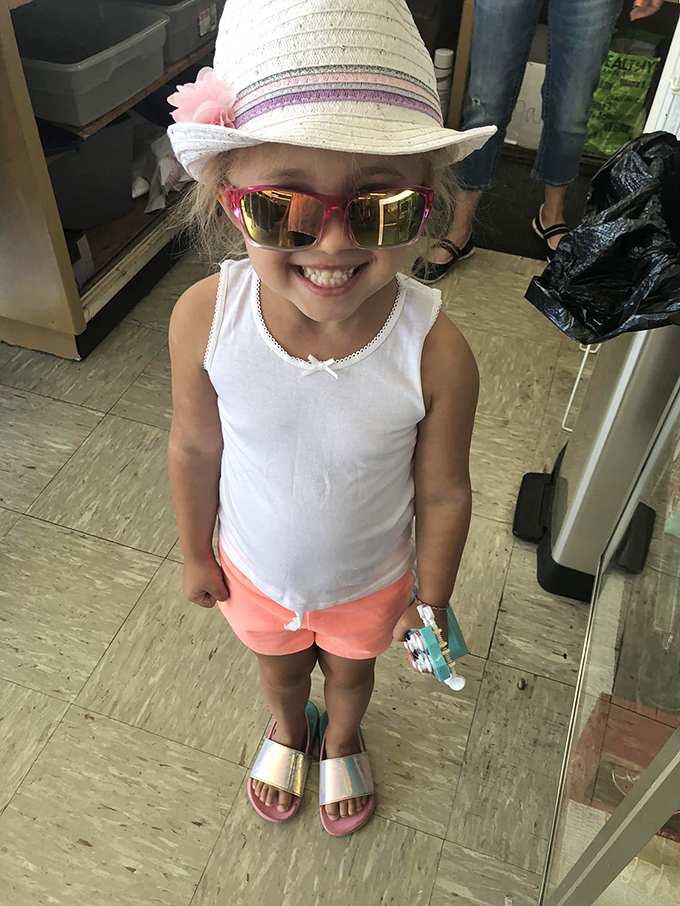 A young fashionista models her thrift store finds &ndash; proving style starts early and bargain hunting is a skill worth passing down.