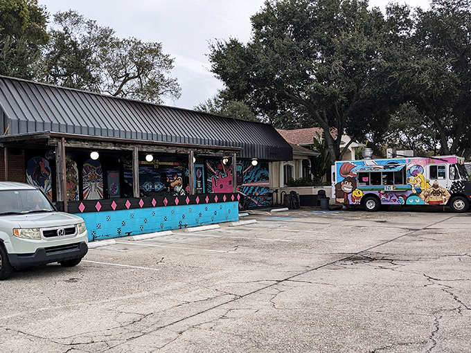 From the outside, it looks unassuming &ndash; but that colorful facade hints at the electronic wonderland waiting just beyond those doors.