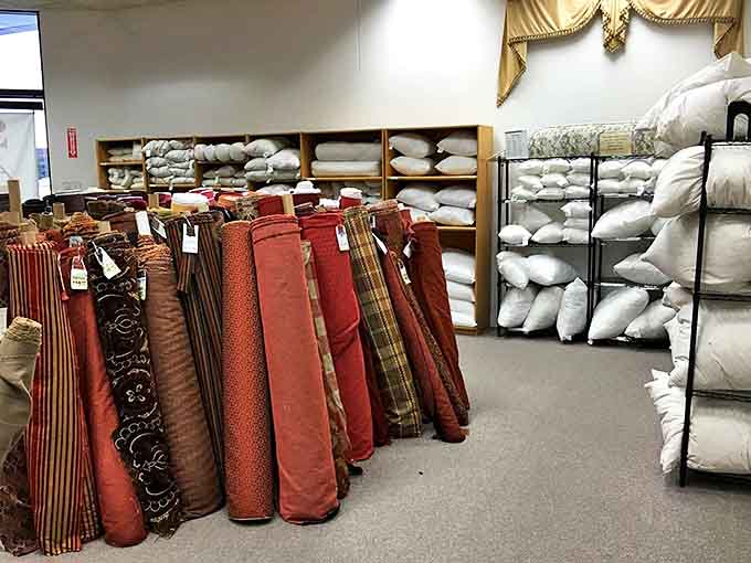 Pillows and cushion inserts ready to be dressed in whatever fabulous fabric you choose, like mannequins waiting for their fashion moment.
