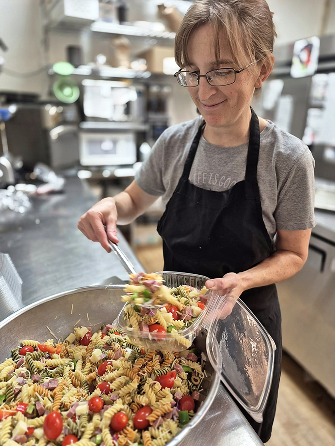 The pasta salad reminds us that Carl's savory game is just as strong as their sweet offerings.