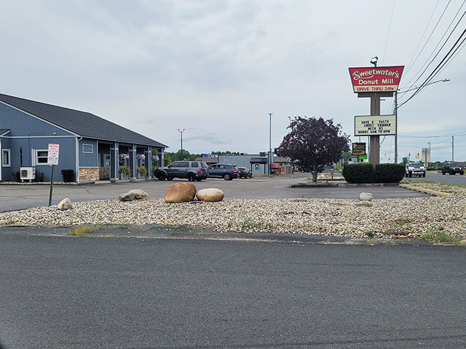 The wide view shows a clean, efficient operation focused entirely on what matters: getting exceptional donuts to happy customers quickly.