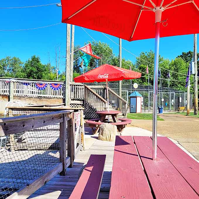 These simple wooden benches become command centers for family strategy sessions, victory celebrations, and the occasional "I'm hungry" negotiations.