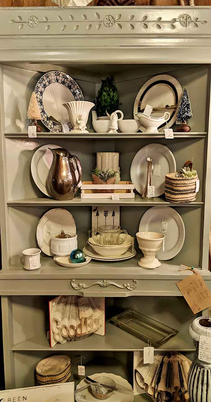 Vintage dishware displayed like the art it actually is, reminding us that people once ate off beautiful things daily.