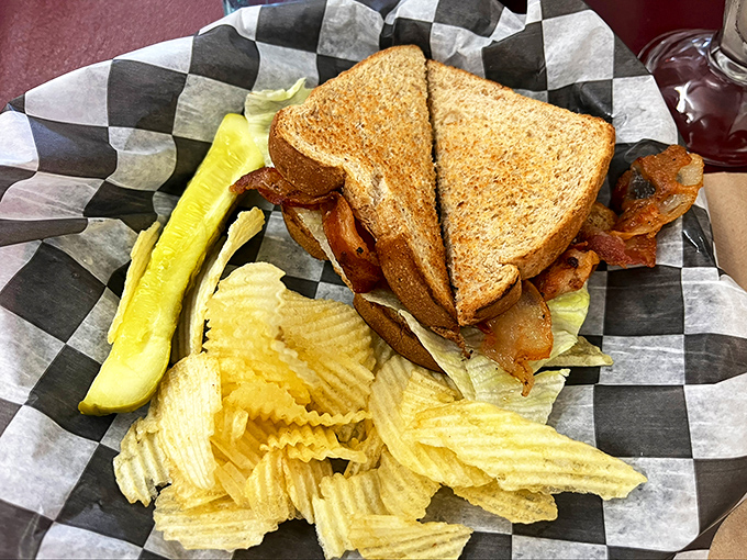 Simple perfection between toasted bread&mdash;crispy bacon, garden-fresh lettuce, and juicy tomato with just the right amount of mayo.