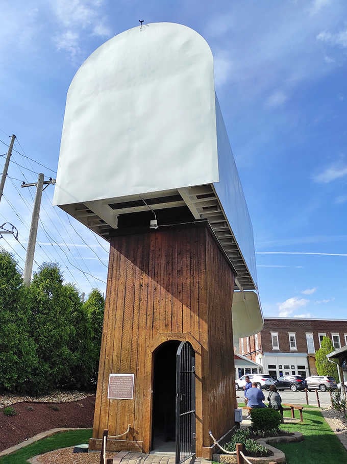 The giant mailbox isn't just for show &ndash; visitors can climb inside and mail actual letters from this oversized postal marvel.