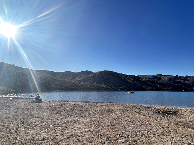 The sun creates a spotlight effect on this secluded beach, as if even the heavens are saying "Check this place out!"
