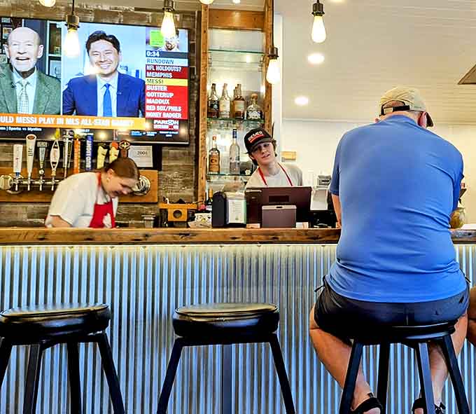 Counter seating provides the perfect perch for solo diners or those wanting to chat with the friendly staff while waiting for takeout.