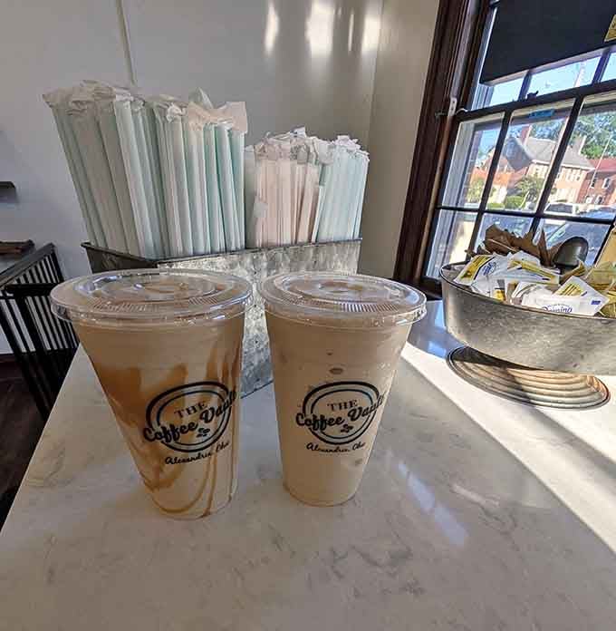 Coffee served in thick white mugs &ndash; the kind that somehow makes every sip taste better while encouraging lingering conversations.