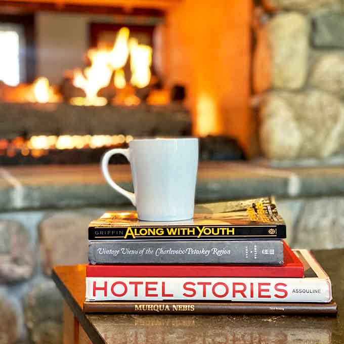 A fireplace, good books, and absolutely nowhere you need to be, the holy trinity of vacation goals achieved.