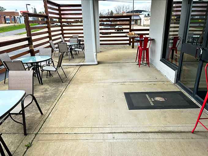 The covered patio offers fresh air dining, perfect for those beautiful Ohio mornings when breakfast tastes even better.