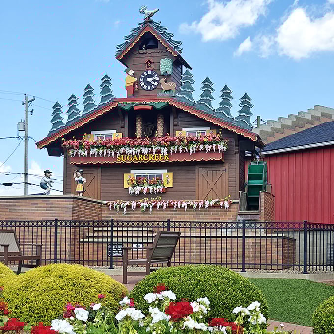 The World's Largest Cuckoo Clock isn't just big&mdash;it's spectacular. Adorned with flowers and featuring mechanical figures, it performs a show that would make a Swiss watchmaker proud.
