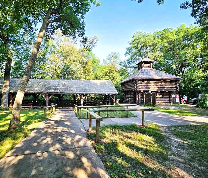 Historic structures blend with nature: The Dells area features thoughtfully designed facilities that complement rather than compete with the landscape.
