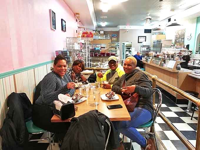 Look at that classic diner exterior with its striped awning and chrome trim&mdash;it's so perfectly preserved that hot rods naturally gravitate here like they've found their spiritual home.