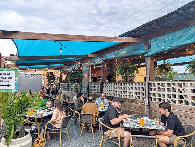 The summer patio beckons with colorful umbrellas and the promise of al fresco dining under Wisconsin skies.