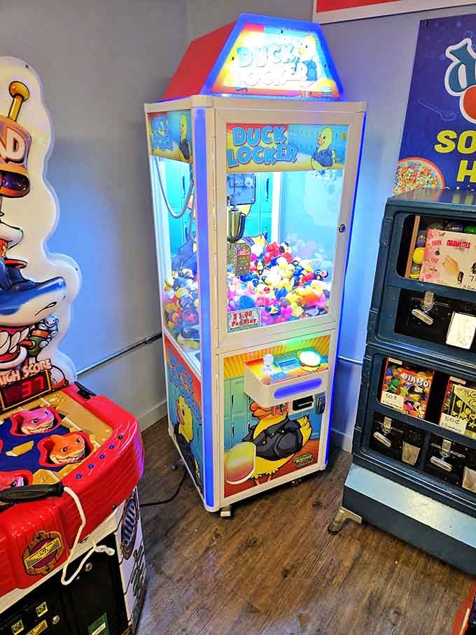 The duck catcher game adds that perfect touch of arcade nostalgia, making this more than just a restaurant.