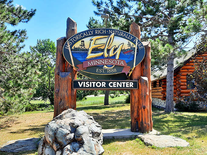 Historically Rich, Naturally Ely proclaims the town's welcome sign, a fitting introduction to this authentic northwoods community.