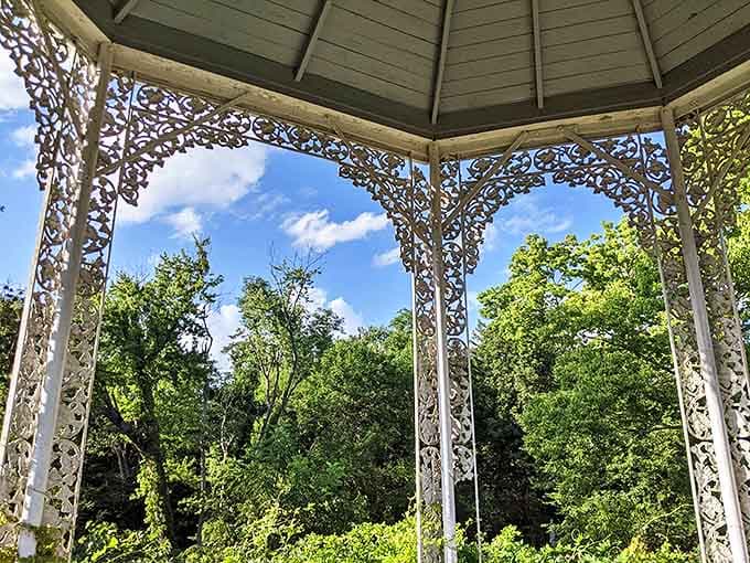 Gazebo: Delicate lacework in wood creates nature's perfect frame, turning ordinary views into masterpieces from every angle.