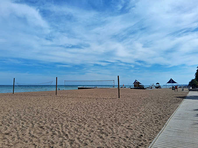 Beach volleyball courts await friendly competition, where athletic prowess is optional but laughter and sandy high-fives are absolutely mandatory.