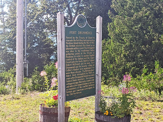Historical markers tell stories of Fort Drummond and the island's strategic importance, bringing textbook history vividly to life.