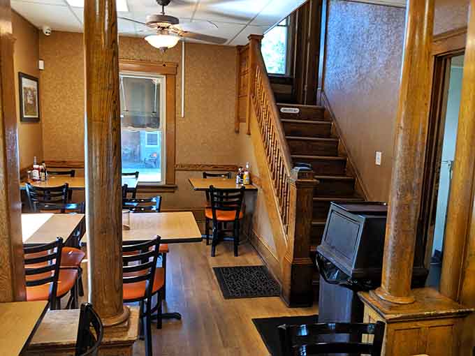 Those stairs lead to additional seating, because when you're this popular, one floor just isn't enough to handle all the happy customers.