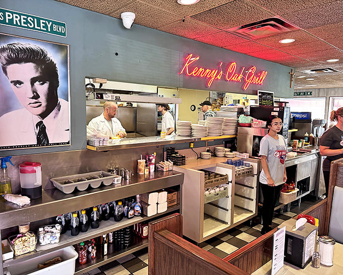 Behind the counter, where the magic happens &ndash; staff moving with the choreographed efficiency that comes only from years of experience.