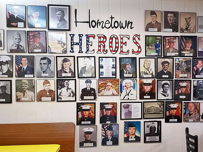The Hometown Heroes wall honors local service members, proving this establishment is deeply rooted in community values and genuine appreciation for its neighbors.