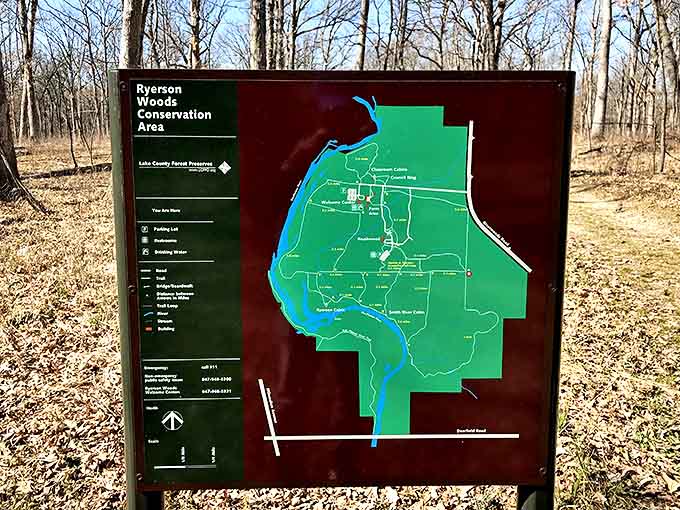 The trailhead kiosk offers the promise of adventure with every colored line &ndash; choose your own outdoor story!