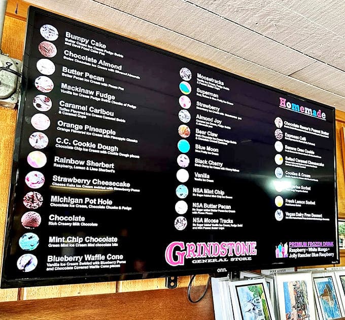 The flavor menu board presents an impressive array of choices, from classic favorites to creative combinations that make decision-making delightfully difficult.