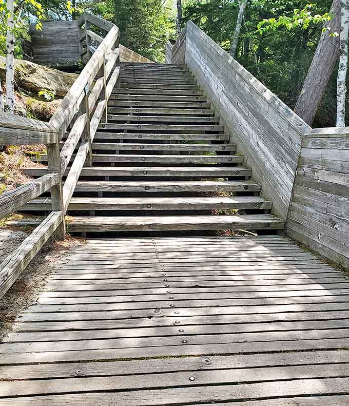 These wooden steps have carried thousands of visitors toward unforgettable views &ndash; each weathered plank telling stories of past adventures.