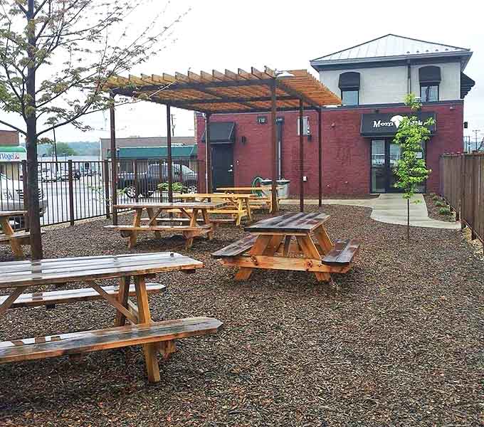 The outdoor seating area invites lingering conversations and brain freeze warnings under Minnesota skies.