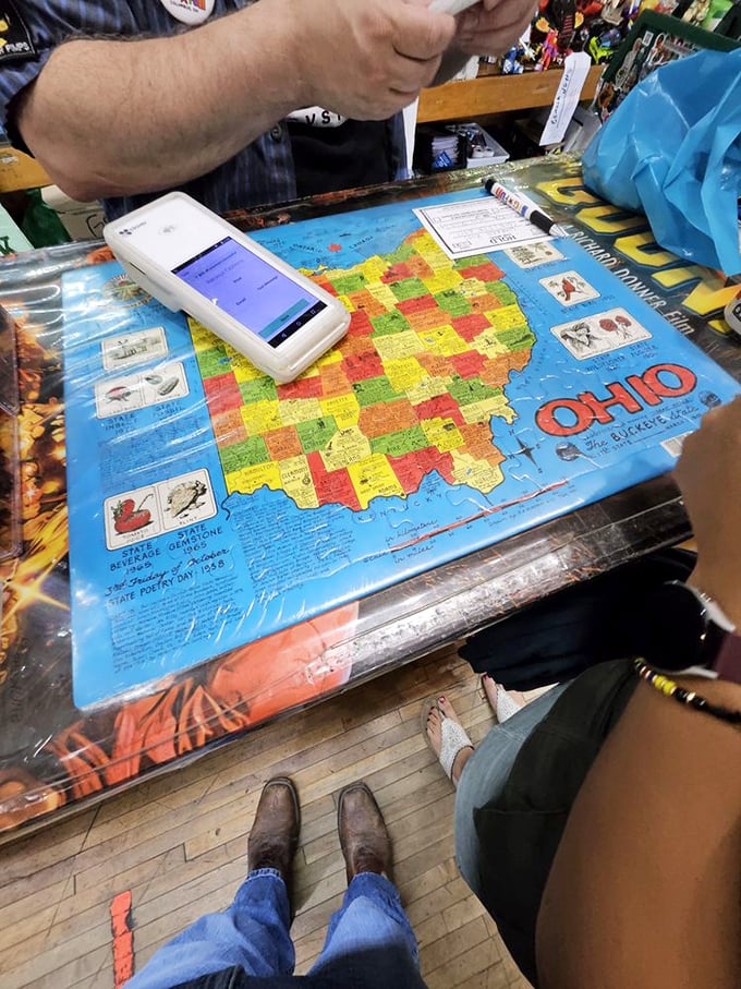 Even the checkout counter celebrates Ohio pride, because local love and toy obsession go together like peanut butter and childhood happiness.