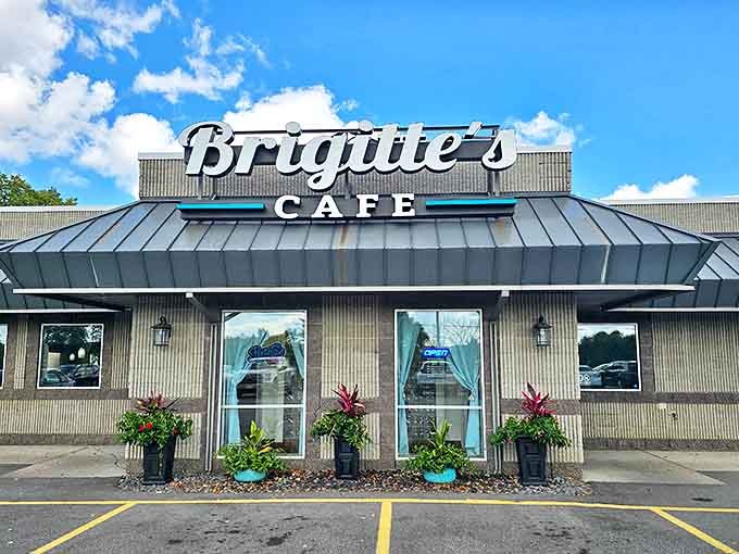 On sunny days, Brigitte's exterior shines like a beacon of hope for hungry travelers, promising refuge from chain restaurants and sad salads.