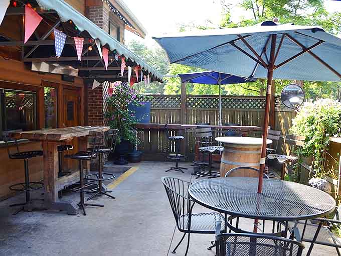 Outdoor seating where conversations flow as easily as the root beer. Smartphones forgotten, focus returns to food and company.