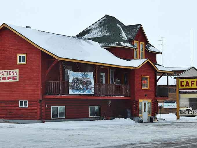 Winter transforms T Pattenn Cafe into a snow-dusted haven of warmth and comfort food &ndash; the red exterior standing bright against Minnesota's white winter landscape.