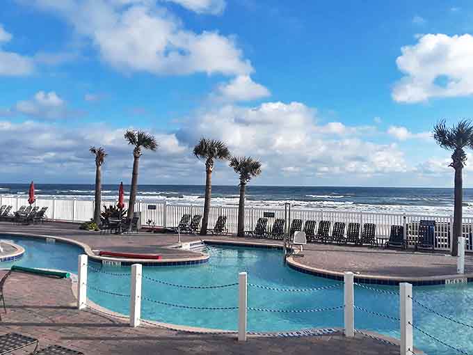 Resort pools offer the best of both worlds &ndash; refreshing dips with uninterrupted views of Daytona's famous beach just steps away.