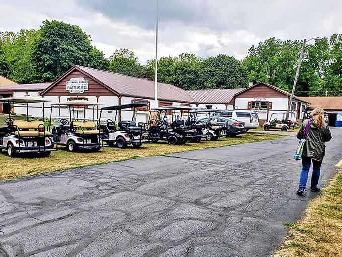 Golf carts await their next adventure &ndash; the island's preferred transportation for those who take their wine touring seriously.