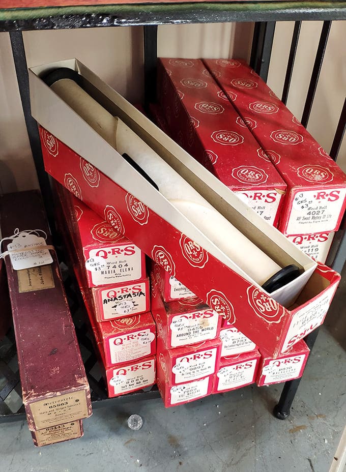 Vintage Q.R.S. word rolls represent a time when player pianos were the height of home entertainment technology.