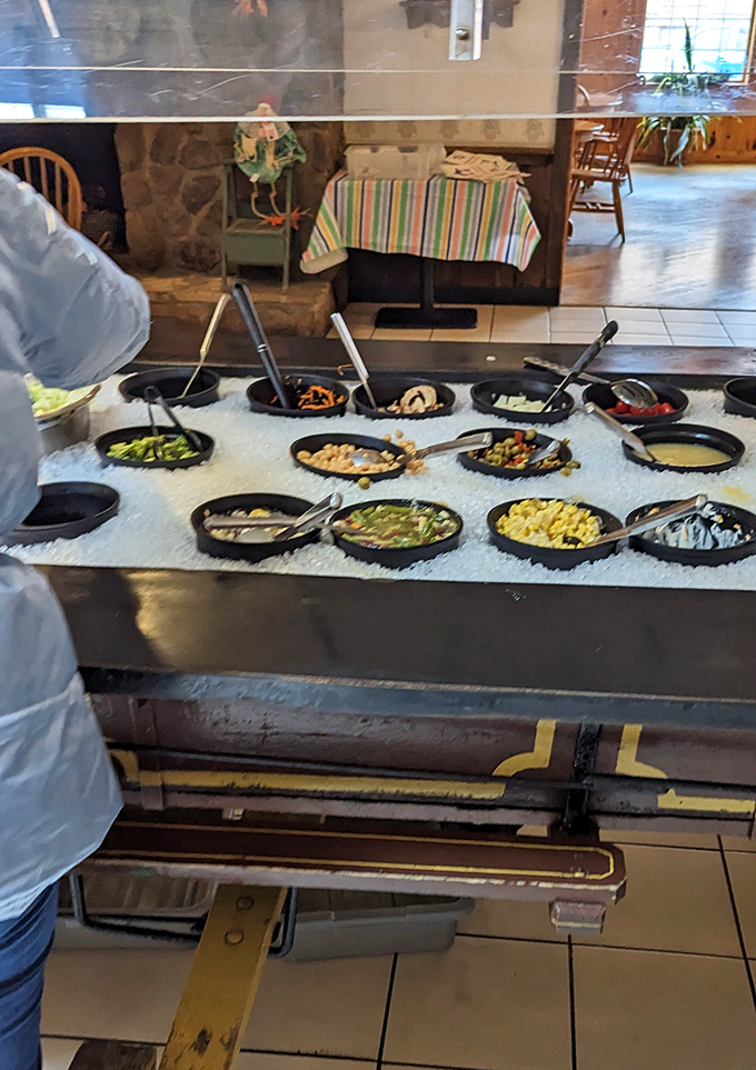 The salad bar offers fresh counterpoints to heartier dishes &ndash; a rainbow of vegetables and homemade dressings await your creation.
